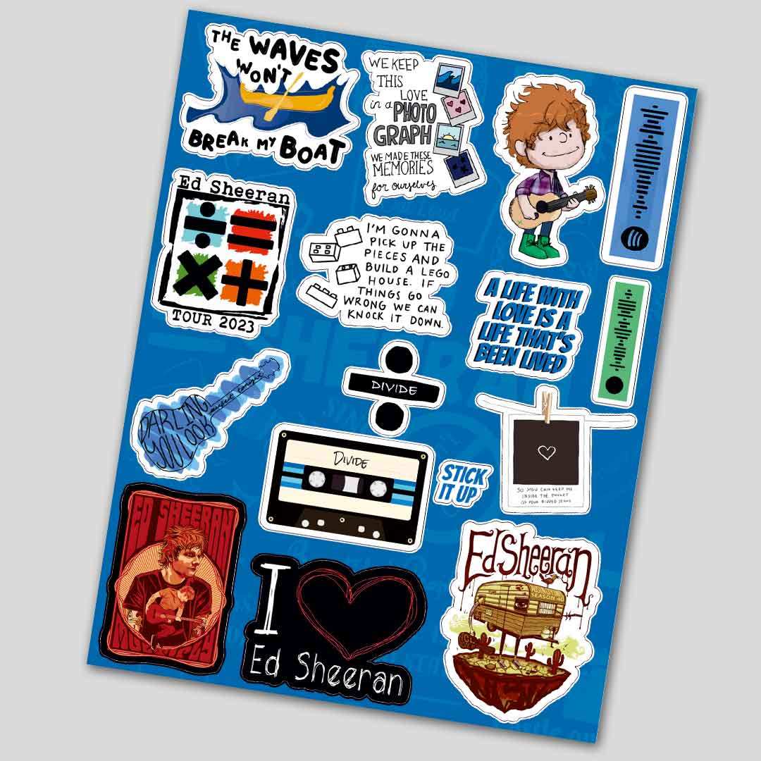 Buy ED SHEERAN mini sticker sheet Online | Premium Waterproof Vinyl ...