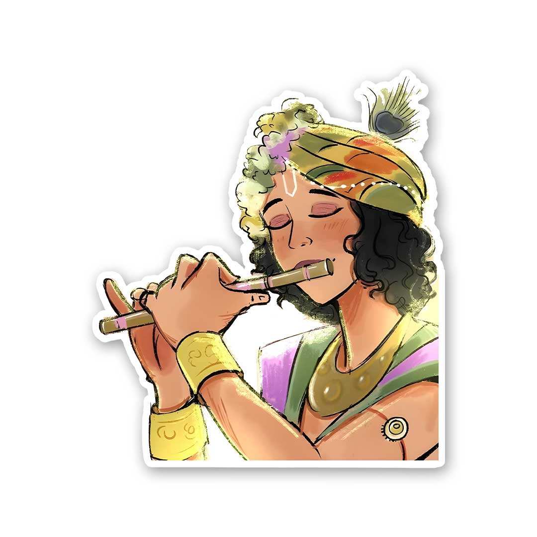 Buy Krishna With Flute Sticker Online | Premium Waterproof Vinyl ...