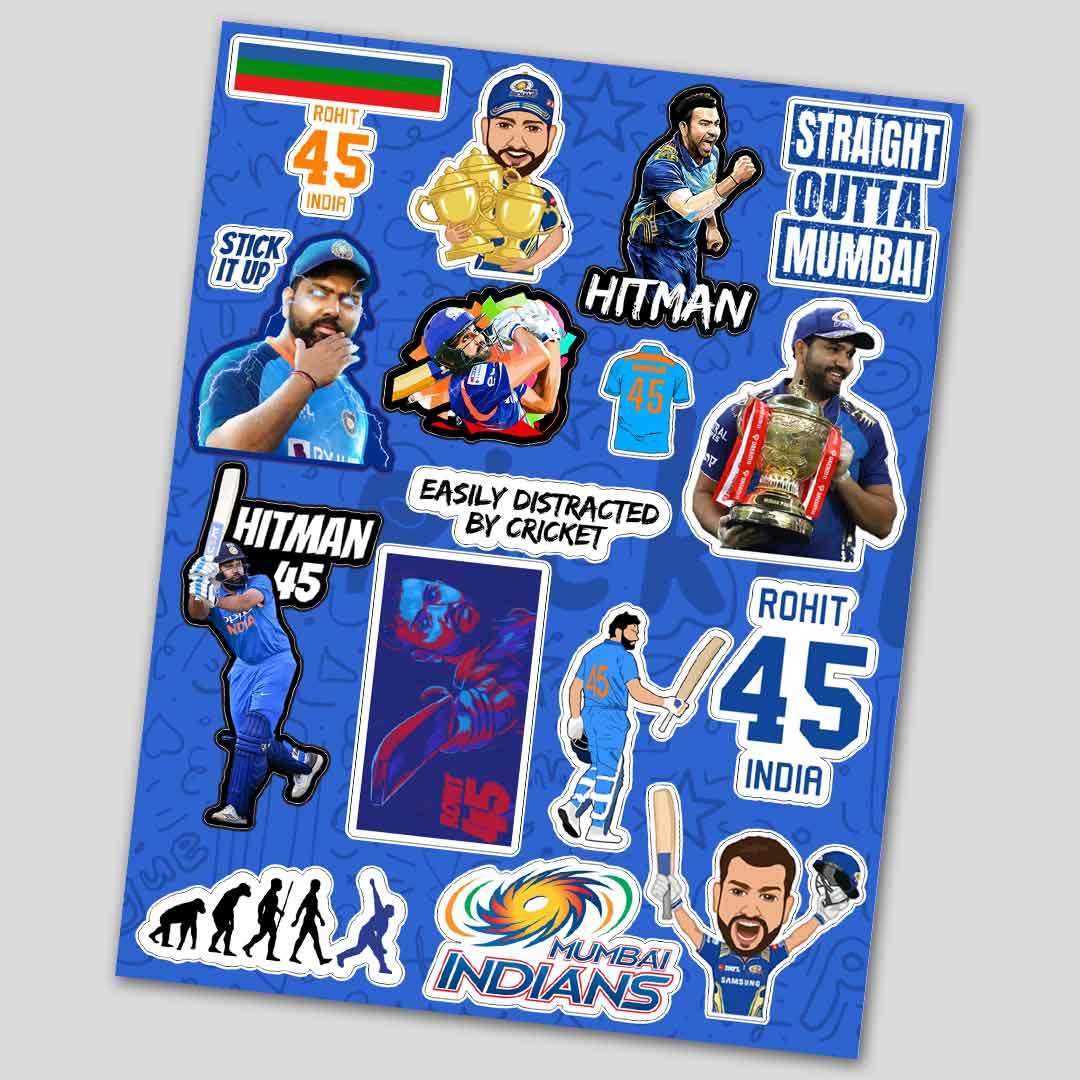 Buy Rohit Sharma Mini sticker sheet Online | Premium Waterproof Vinyl ...