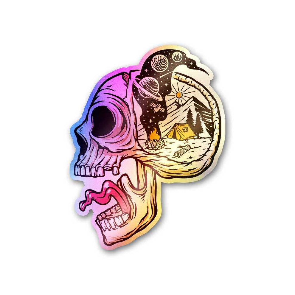 Buy Skull Midnight Camping Holographic Sticker Online | Premium ...